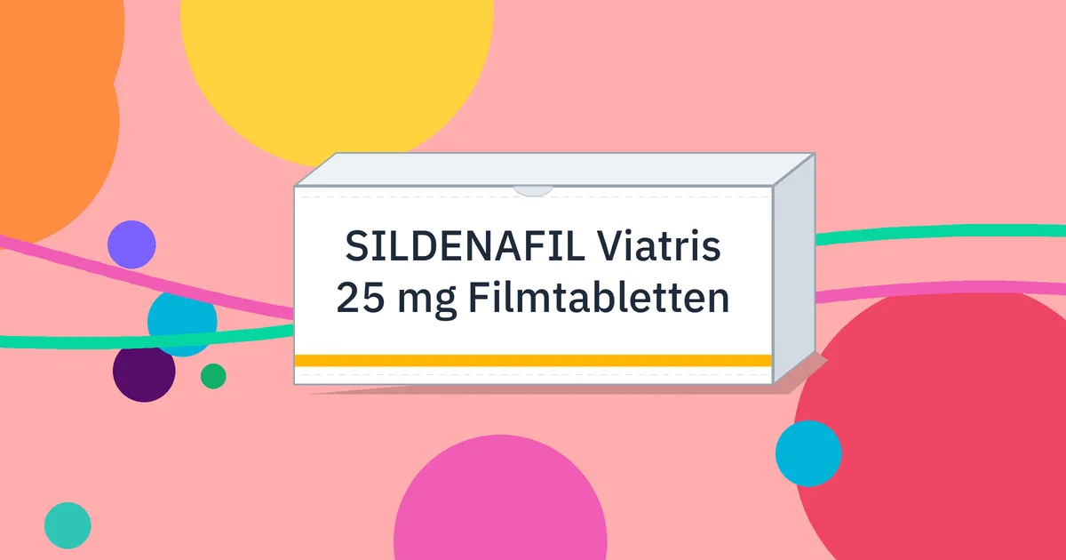 Symbolbild: Packung mit der Aufschrift SILDENAFIL Viatris 25 mg Filmtabletten (PZN 17901724) – Verfügbarkeit und Bezug in Apotheken in Frankfurt am Main