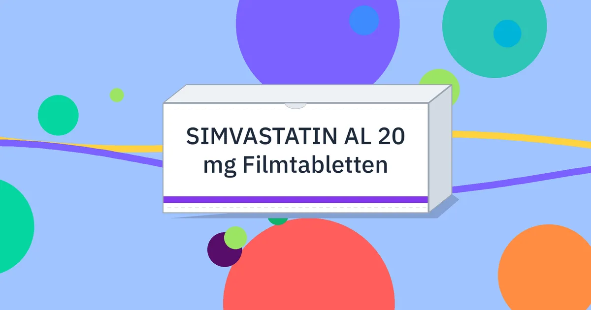 Symbolbild: Packung mit der Aufschrift SIMVASTATIN AL 20 mg Filmtabletten (PZN 04105049) – Verfügbarkeit und Bezug in Apotheken in Frankfurt am Main