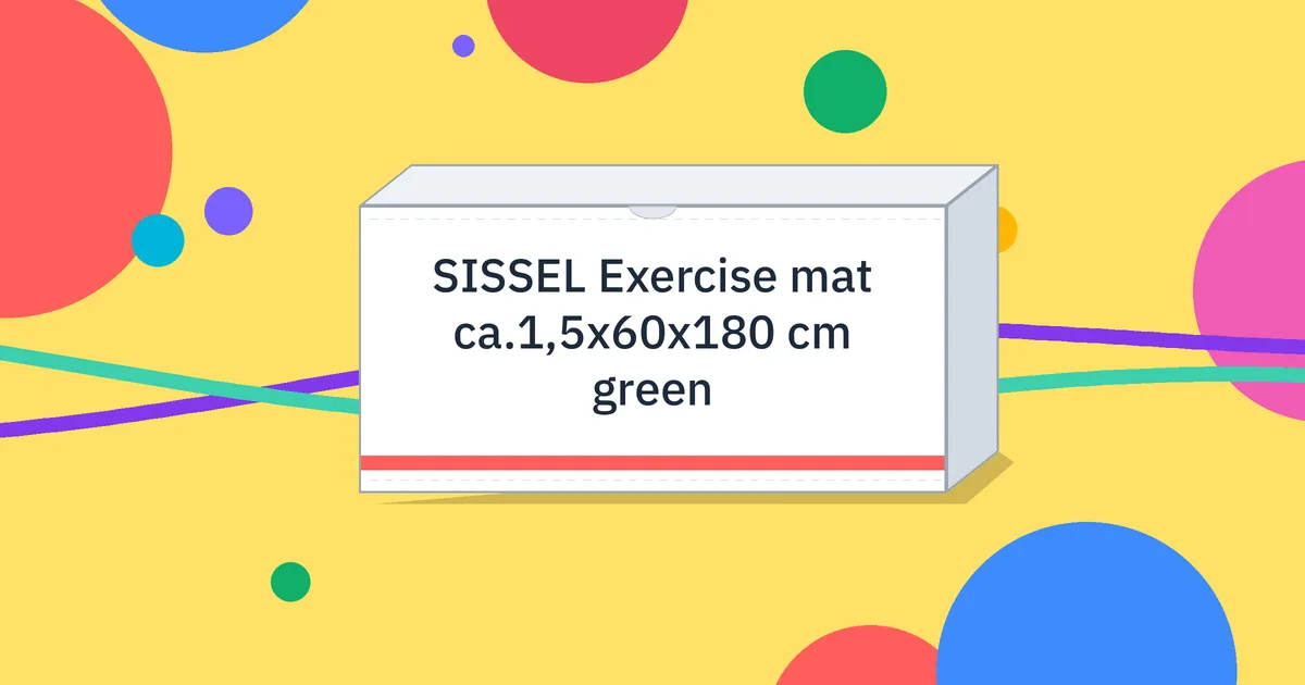 Symbolbild: Packung mit der Aufschrift SISSEL Exercise mat ca.1,5x60x180 cm green (PZN 13765862) – Verfügbarkeit und Bezug in Apotheken in Frankfurt am Main
