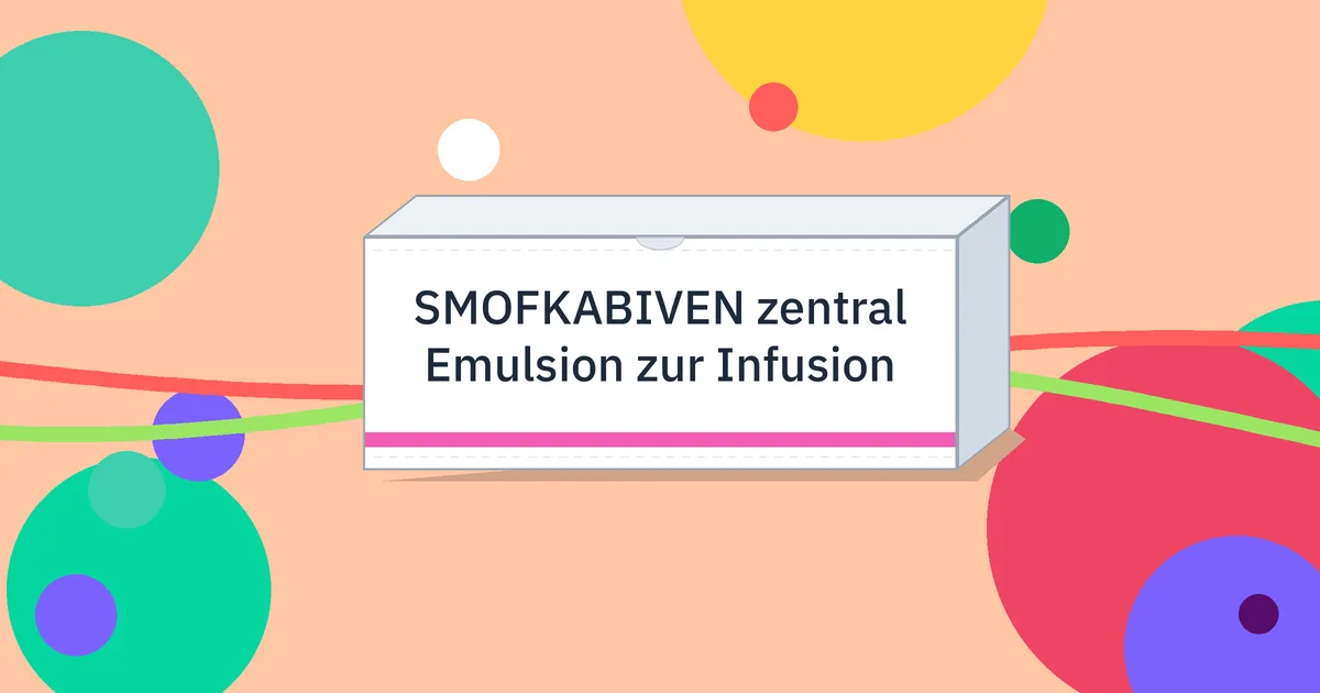 Symbolbild: Packung mit der Aufschrift SMOFKABIVEN zentral Emulsion zur Infusion (PZN 13501287) – Verfügbarkeit und Bezug in Apotheken in Frankfurt am Main