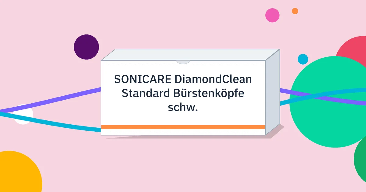 Symbolbild: Packung mit der Aufschrift SONICARE DiamondClean Standard Bürstenköpfe schw. (PZN 10280147) – Verfügbarkeit und Bezug in Apotheken in Frankfurt am Main