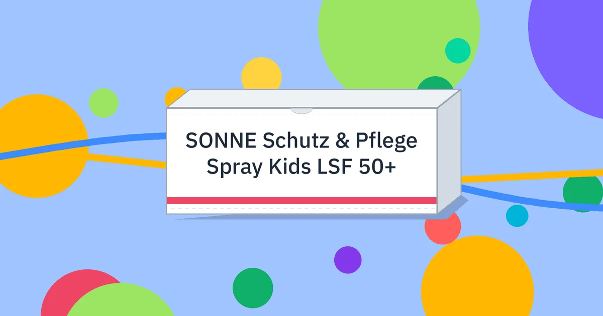Symbolbild: Packung mit der Aufschrift SONNE Schutz & Pflege Spray Kids LSF 50+ (PZN 18273187) – Verfügbarkeit und Bezug in Apotheken in Frankfurt am Main