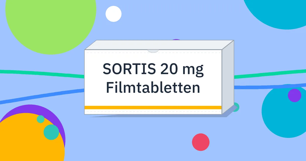 Symbolbild: Packung mit der Aufschrift SORTIS 20 mg Filmtabletten (PZN 10257065) – Verfügbarkeit und Bezug in Apotheken in Frankfurt am Main