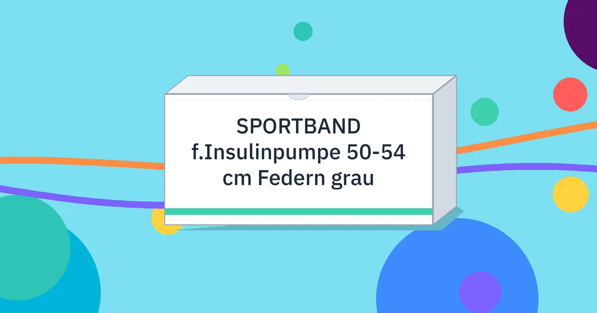 Symbolbild: Packung mit der Aufschrift SPORTBAND f.Insulinpumpe 50-54 cm Federn grau (PZN 13916539) – Verfügbarkeit und Bezug in Apotheken in Frankfurt am Main
