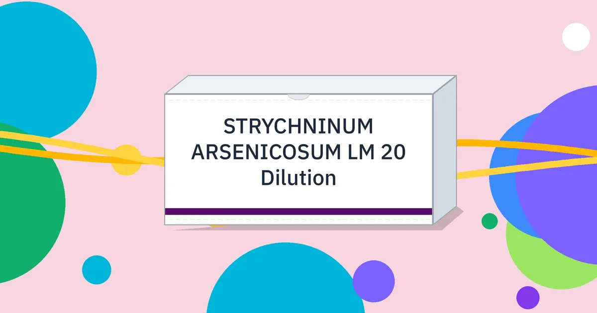 Symbolbild: Packung mit der Aufschrift STRYCHNINUM ARSENICOSUM LM 20 Dilution (PZN 13205910) – Verfügbarkeit und Bezug in Apotheken in Frankfurt am Main