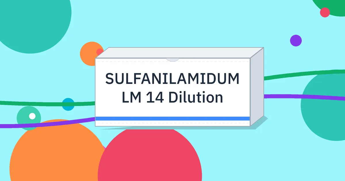 Symbolbild: Packung mit der Aufschrift SULFANILAMIDUM LM 14 Dilution (PZN 13209084) – Verfügbarkeit und Bezug in Apotheken in Frankfurt am Main