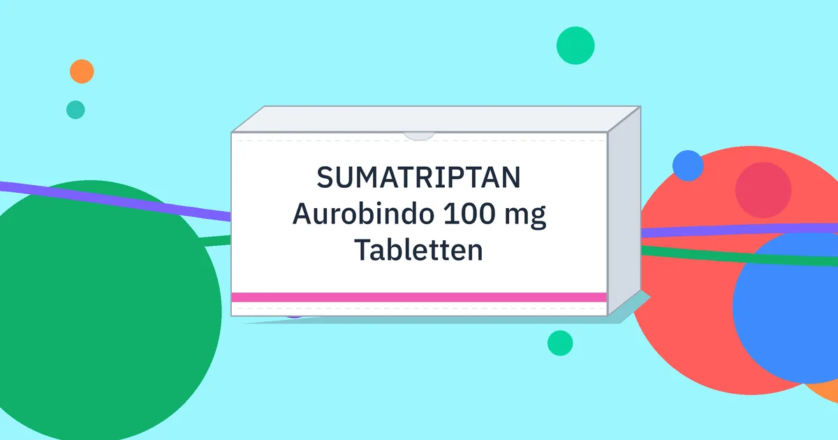 Symbolbild: Packung mit der Aufschrift SUMATRIPTAN Aurobindo 100 mg Tabletten (PZN 18376154) – Verfügbarkeit und Bezug in Apotheken in Frankfurt am Main