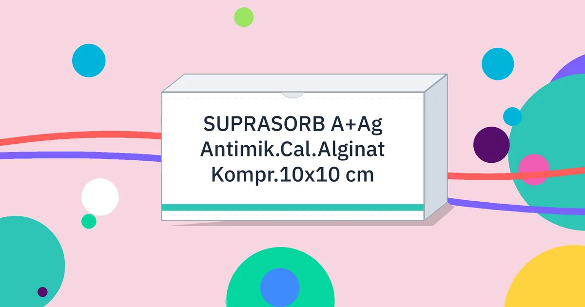 Symbolbild: Packung mit der Aufschrift SUPRASORB A+Ag Antimik.Cal.Alginat Kompr.10x10 cm (PZN 12519196) – Verfügbarkeit und Bezug in Apotheken in Frankfurt am Main