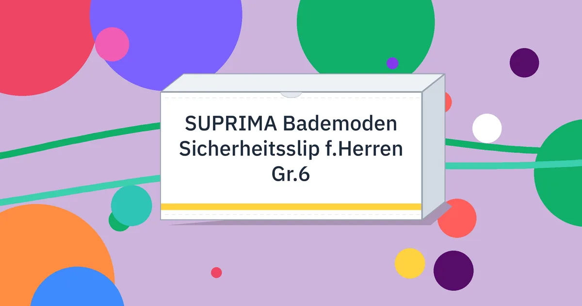 Symbolbild: Packung mit der Aufschrift SUPRIMA Bademoden Sicherheitsslip f.Herren Gr.6 (PZN 09222400) – Verfügbarkeit und Bezug in Apotheken in Frankfurt am Main