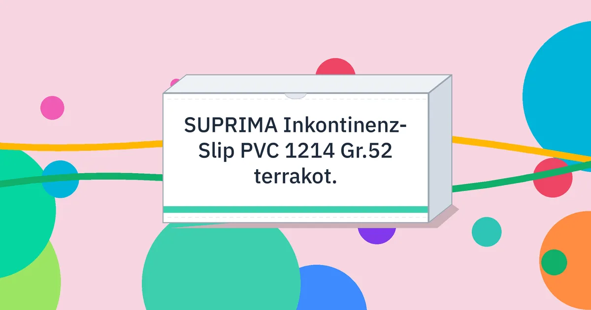 Symbolbild: Packung mit der Aufschrift SUPRIMA Inkontinenz-Slip PVC 1214 Gr.52 terrakot. (PZN 01501247) – Verfügbarkeit und Bezug in Apotheken in Frankfurt am Main