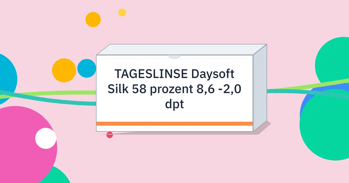 Symbolbild: Packung mit der Aufschrift TAGESLINSE Daysoft Silk 58 prozent 8,6 -2,0 dpt (PZN 00331524) – Verfügbarkeit und Bezug in Apotheken in Frankfurt am Main