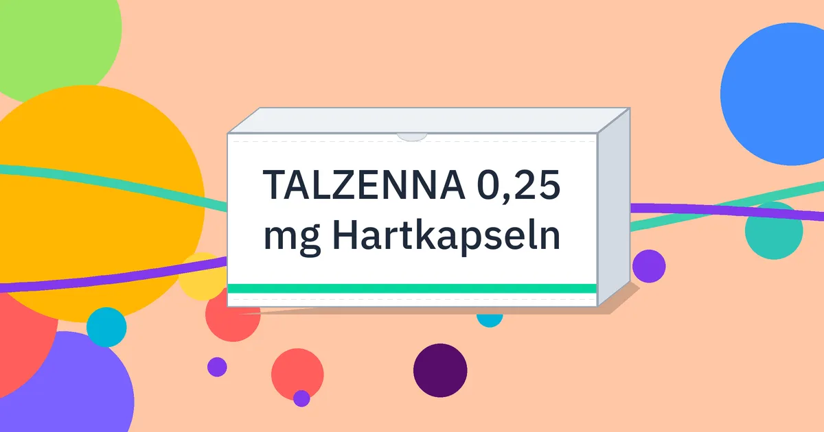 Symbolbild: Packung mit der Aufschrift TALZENNA 0,25 mg Hartkapseln (PZN 17887154) – Verfügbarkeit und Bezug in Apotheken in Frankfurt am Main