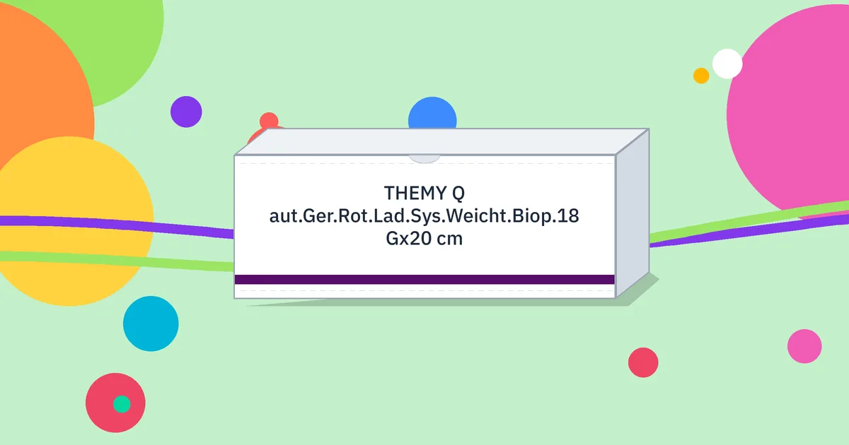 Symbolbild: Packung mit der Aufschrift THEMY Q aut.Ger.Rot.Lad.Sys.Weicht.Biop.18 Gx20 cm (PZN 19737996) – Verfügbarkeit und Bezug in Apotheken in Frankfurt am Main