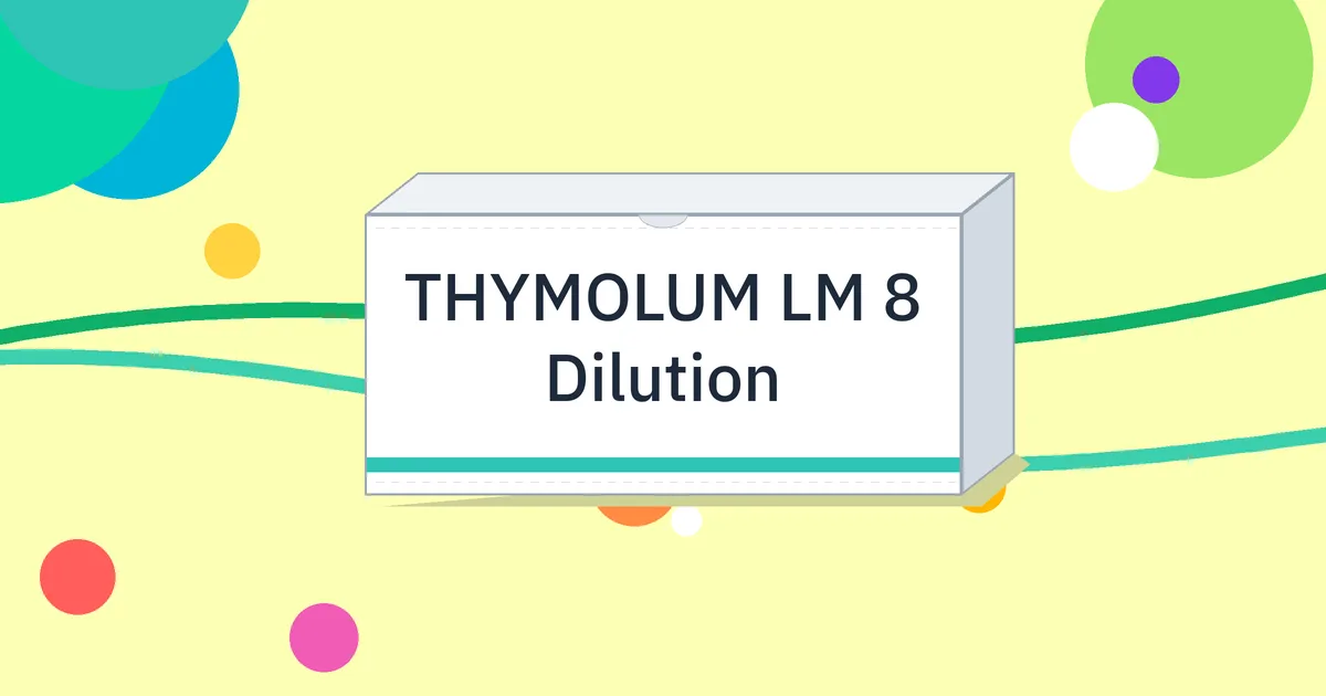 Symbolbild: Packung mit der Aufschrift THYMOLUM LM 8 Dilution (PZN 13222423) – Verfügbarkeit und Bezug in Apotheken in Frankfurt am Main