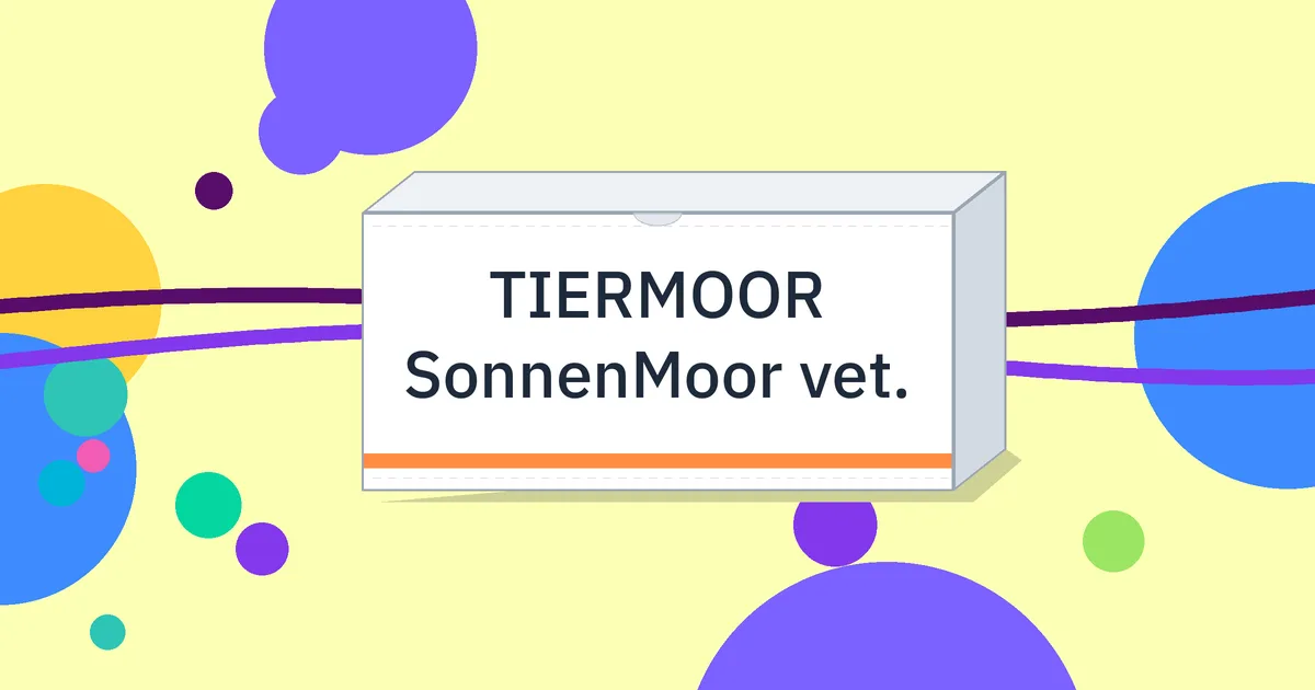 Symbolbild: Packung mit der Aufschrift TIERMOOR SonnenMoor vet. (PZN 00220664) – Verfügbarkeit und Bezug in Apotheken in Frankfurt am Main