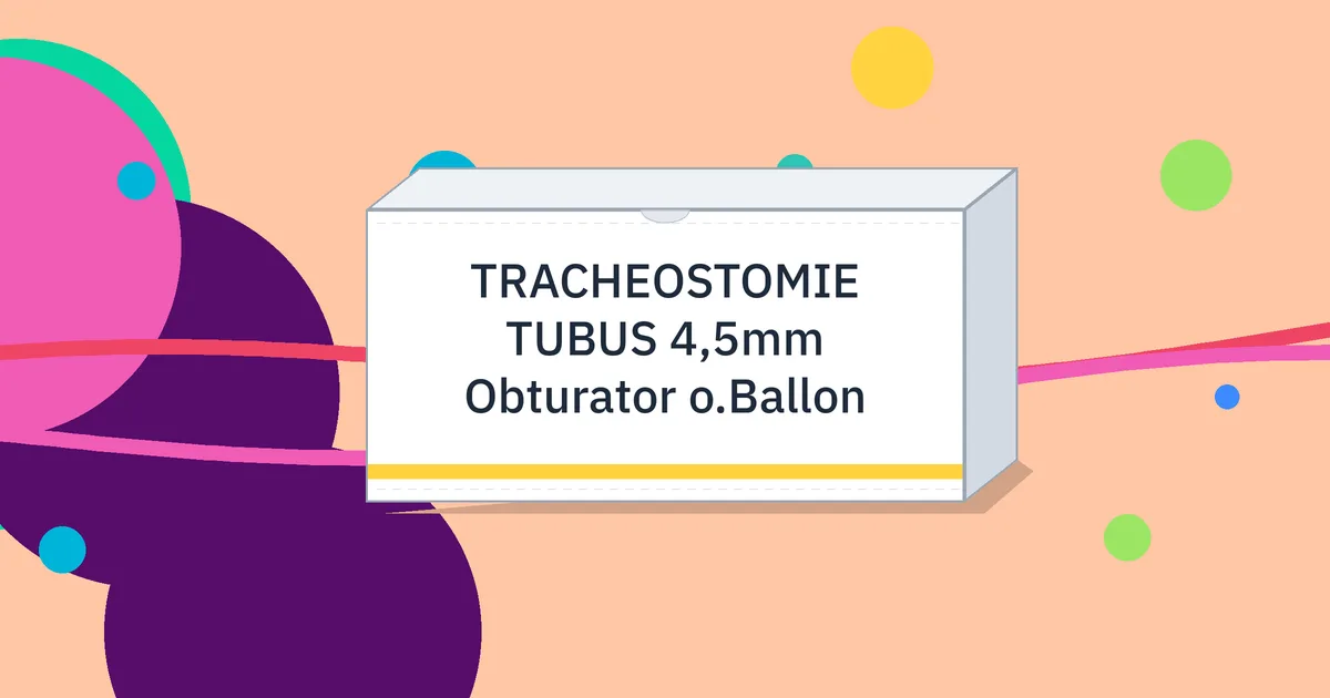 Symbolbild: Packung mit der Aufschrift TRACHEOSTOMIE TUBUS 4,5mm Obturator o.Ballon (PZN 00084764) – Verfügbarkeit und Bezug in Apotheken in Frankfurt am Main
