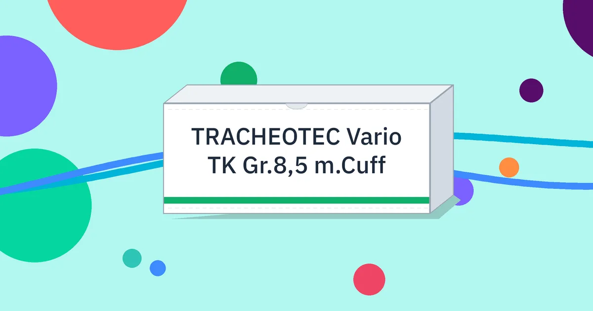 Symbolbild: Packung mit der Aufschrift TRACHEOTEC Vario TK Gr.8,5 m.Cuff (PZN 20197447) – Verfügbarkeit und Bezug in Apotheken in Frankfurt am Main