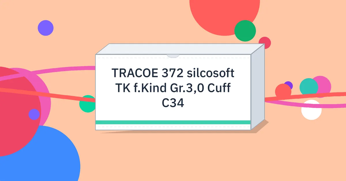 Symbolbild: Packung mit der Aufschrift TRACOE 372 silcosoft TK f.Kind Gr.3,0 Cuff C34 (PZN 14315983) – Verfügbarkeit und Bezug in Apotheken in Frankfurt am Main