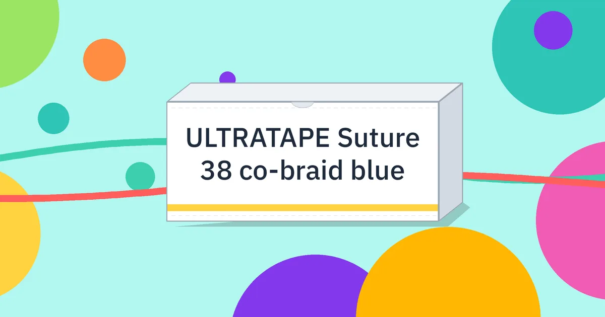 Symbolbild: Packung mit der Aufschrift ULTRATAPE Suture 38 co-braid blue (PZN 12143615) – Verfügbarkeit und Bezug in Apotheken in Frankfurt am Main