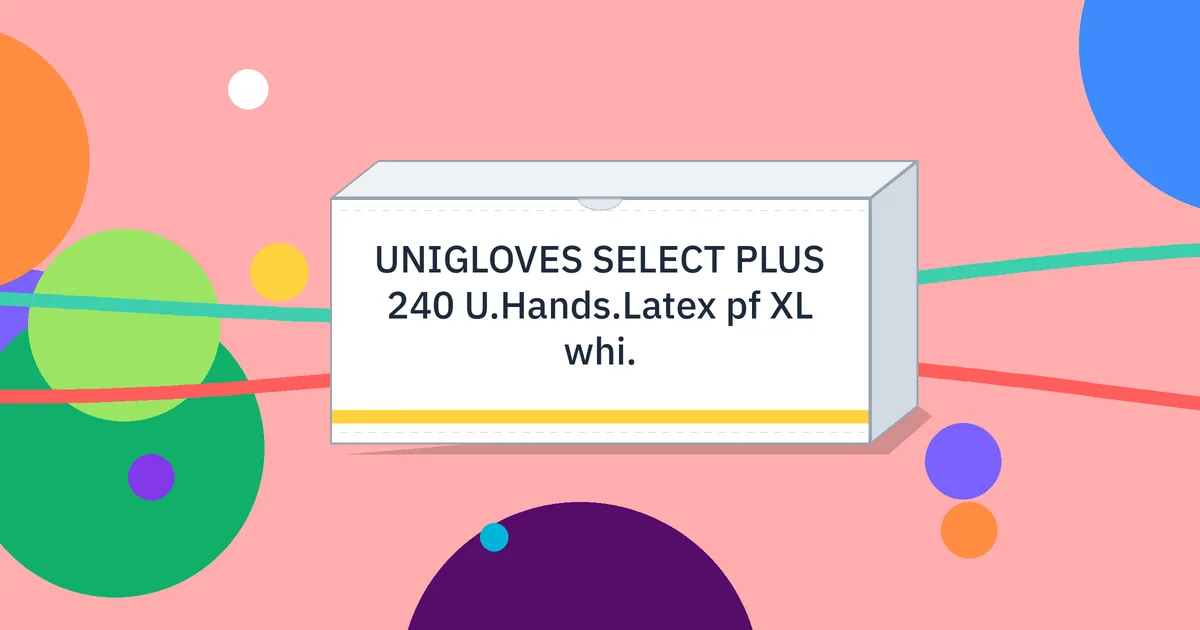 Symbolbild: Packung mit der Aufschrift UNIGLOVES SELECT PLUS 240 U.Hands.Latex pf XL whi. (PZN 18101279) – Verfügbarkeit und Bezug in Apotheken in Frankfurt am Main