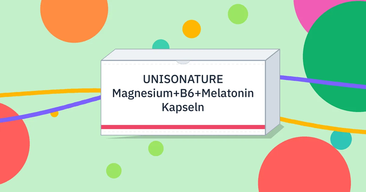 Symbolbild: Packung mit der Aufschrift UNISONATURE Magnesium+B6+Melatonin Kapseln (PZN 20390256) – Verfügbarkeit und Bezug in Apotheken in Frankfurt am Main