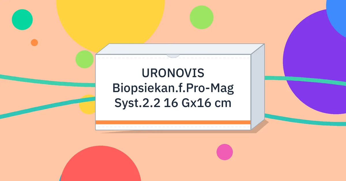 Symbolbild: Packung mit der Aufschrift URONOVIS Biopsiekan.f.Pro-Mag Syst.2.2 16 Gx16 cm (PZN 00811862) – Verfügbarkeit und Bezug in Apotheken in Frankfurt am Main