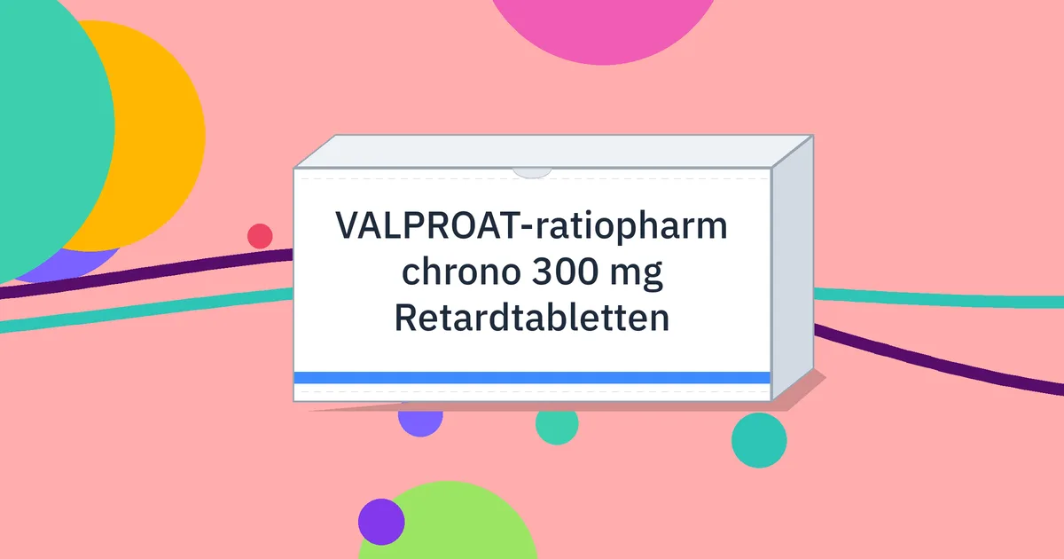 Symbolbild: Packung mit der Aufschrift VALPROAT-ratiopharm chrono 300 mg Retardtabletten (PZN 09544813) – Verfügbarkeit und Bezug in Apotheken in Frankfurt am Main