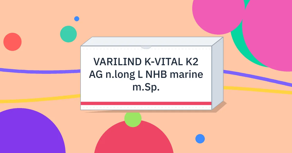 Symbolbild: Packung mit der Aufschrift VARILIND K-VITAL K2 AG n.long L NHB marine m.Sp. (PZN 20564673) – Verfügbarkeit und Bezug in Apotheken in Frankfurt am Main