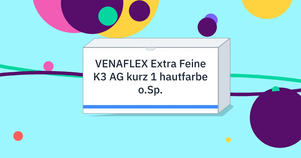 Symbolbild: Packung mit der Aufschrift VENAFLEX Extra Feine K3 AG kurz 1 hautfarbe o.Sp. (PZN 18308247) – Verfügbarkeit und Bezug in Apotheken in Frankfurt am Main