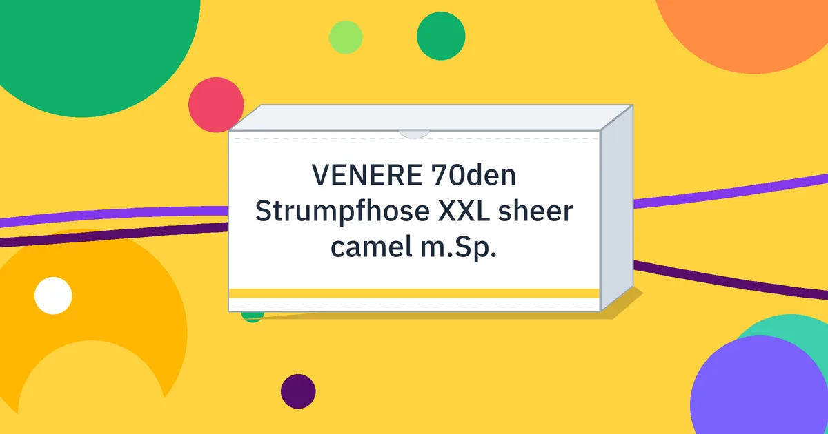 Symbolbild: Packung mit der Aufschrift VENERE 70den Strumpfhose XXL sheer camel m.Sp. (PZN 16173300) – Verfügbarkeit und Bezug in Apotheken in Frankfurt am Main