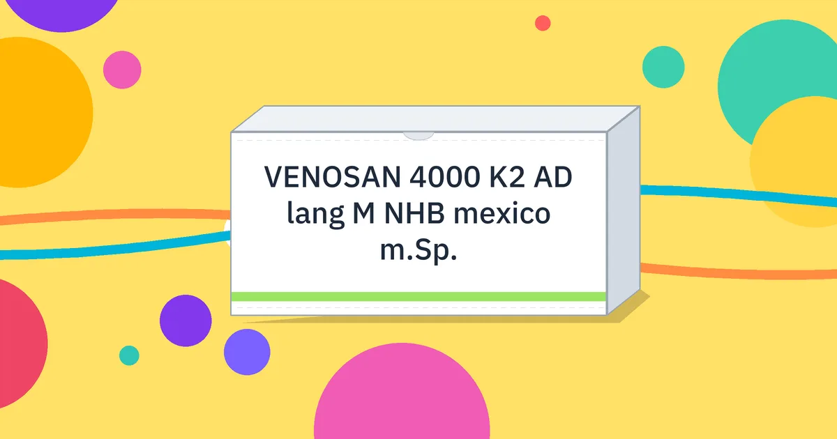 Symbolbild: Packung mit der Aufschrift VENOSAN 4000 K2 AD lang M NHB mexico m.Sp. (PZN 14423980) – Verfügbarkeit und Bezug in Apotheken in Frankfurt am Main