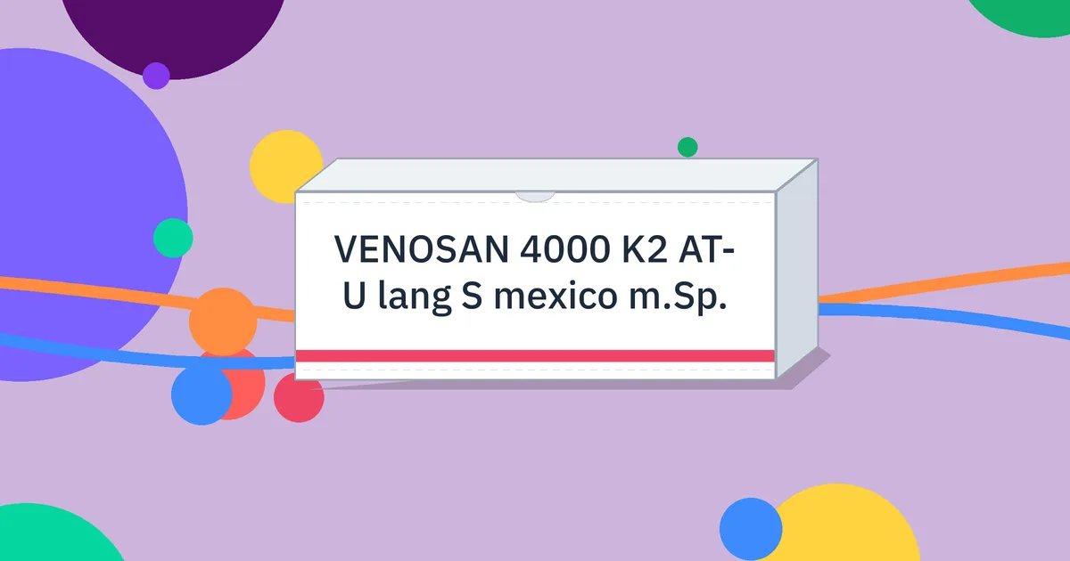 Symbolbild: Packung mit der Aufschrift VENOSAN 4000 K2 AT-U lang S mexico m.Sp. (PZN 14424301) – Verfügbarkeit und Bezug in Apotheken in Frankfurt am Main