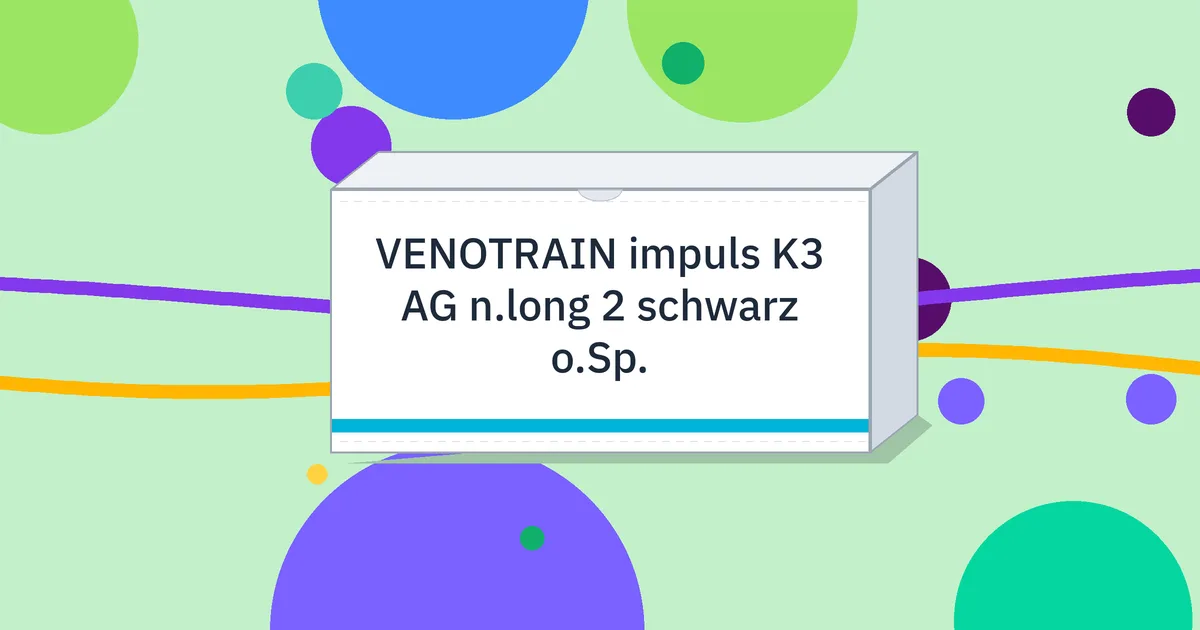 Symbolbild: Packung mit der Aufschrift VENOTRAIN impuls K3 AG n.long 2 schwarz o.Sp. (PZN 00503304) – Verfügbarkeit und Bezug in Apotheken in Frankfurt am Main