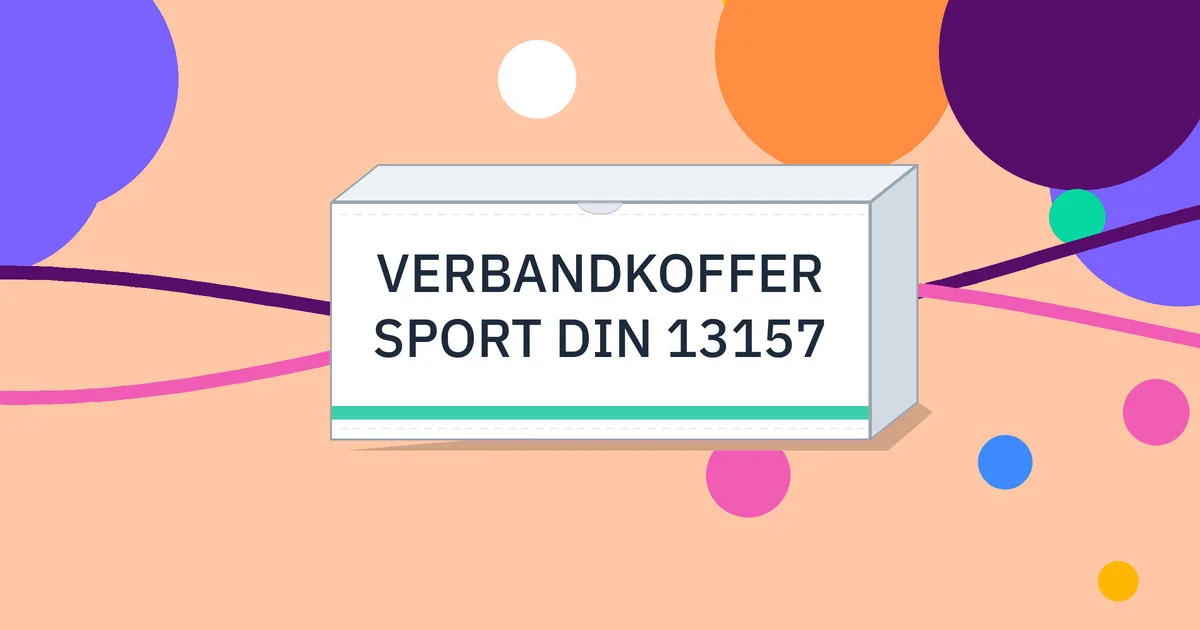 Symbolbild: Packung mit der Aufschrift VERBANDKOFFER SPORT DIN 13157 (PZN 12492296) – Verfügbarkeit und Bezug in Apotheken in Frankfurt am Main