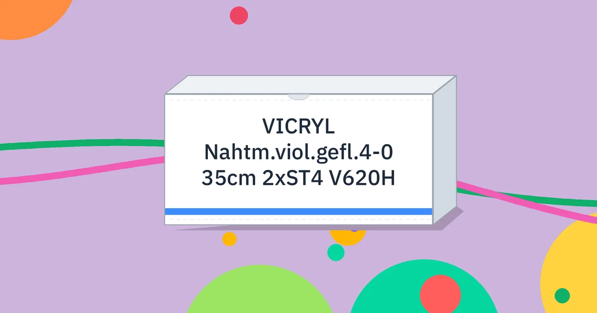 Symbolbild: Packung mit der Aufschrift VICRYL Nahtm.viol.gefl.4-0 35cm 2xST4 V620H (PZN 16257273) – Verfügbarkeit und Bezug in Apotheken in Frankfurt am Main