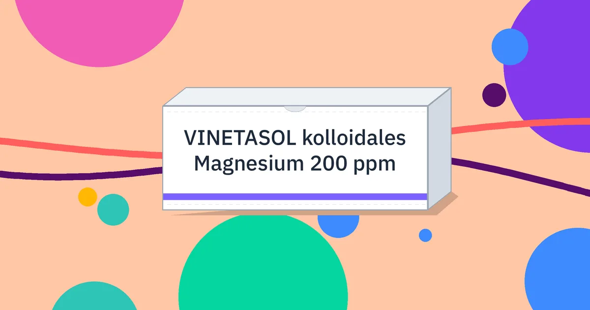 Symbolbild: Packung mit der Aufschrift VINETASOL kolloidales Magnesium 200 ppm (PZN 18391780) – Verfügbarkeit und Bezug in Apotheken in Frankfurt am Main