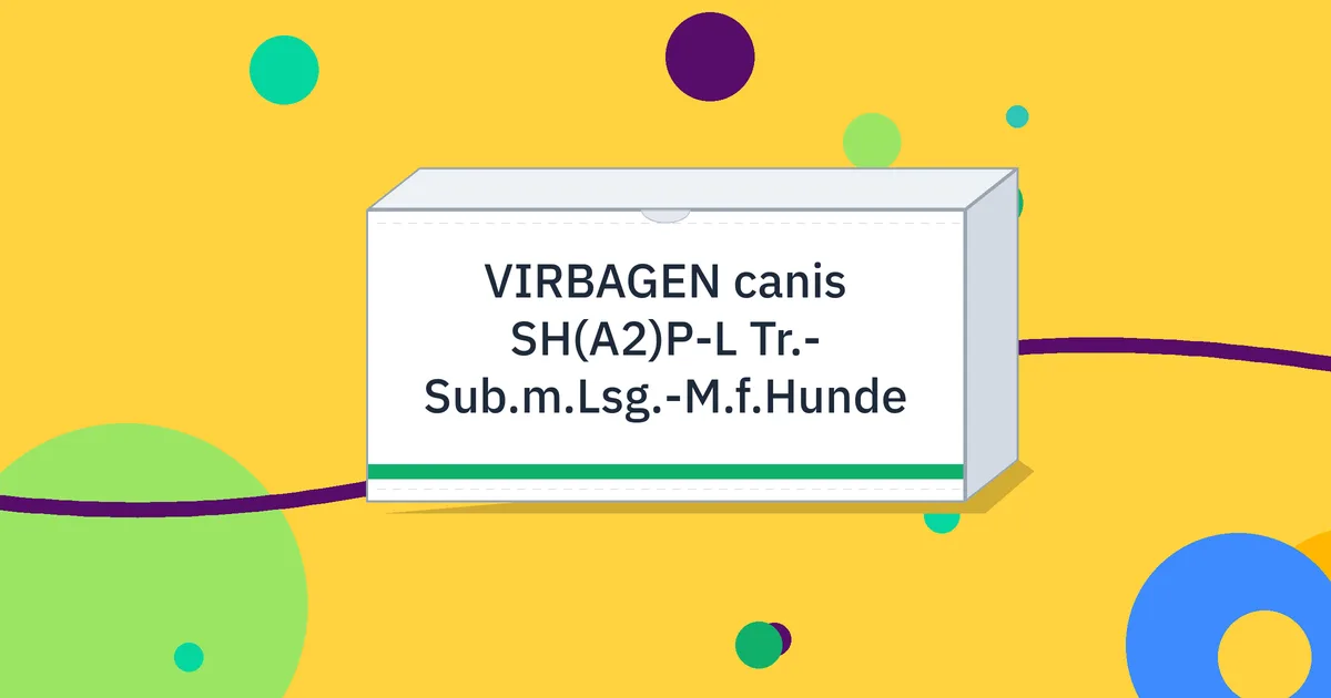 Symbolbild: Packung mit der Aufschrift VIRBAGEN canis SH(A2)P-L Tr.-Sub.m.Lsg.-M.f.Hunde (PZN 01656381) – Verfügbarkeit und Bezug in Apotheken in Frankfurt am Main