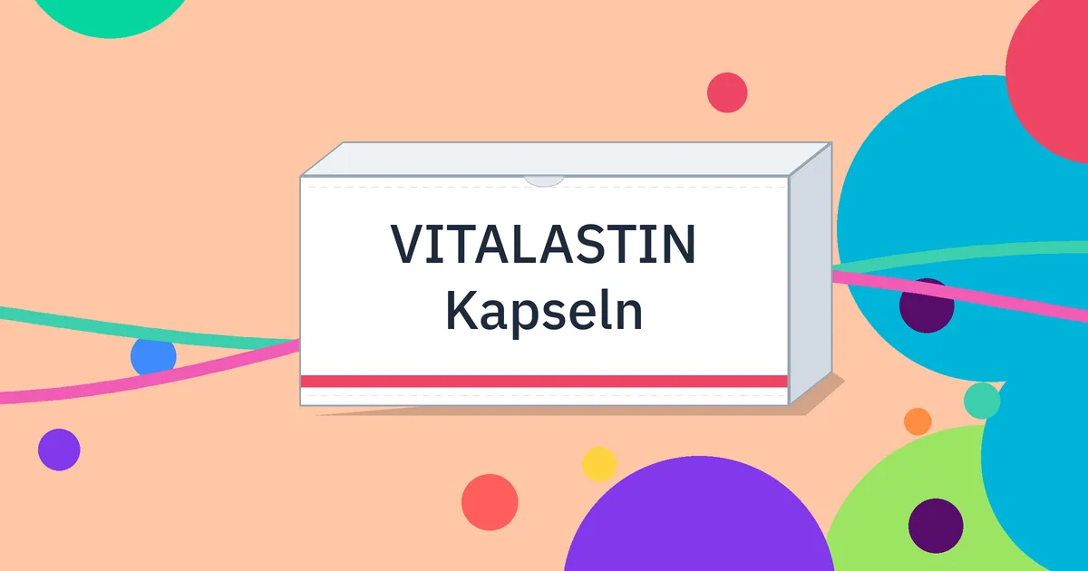 Symbolbild: Packung mit der Aufschrift VITALASTIN Kapseln (PZN 09713960) – Verfügbarkeit und Bezug in Apotheken in Frankfurt am Main