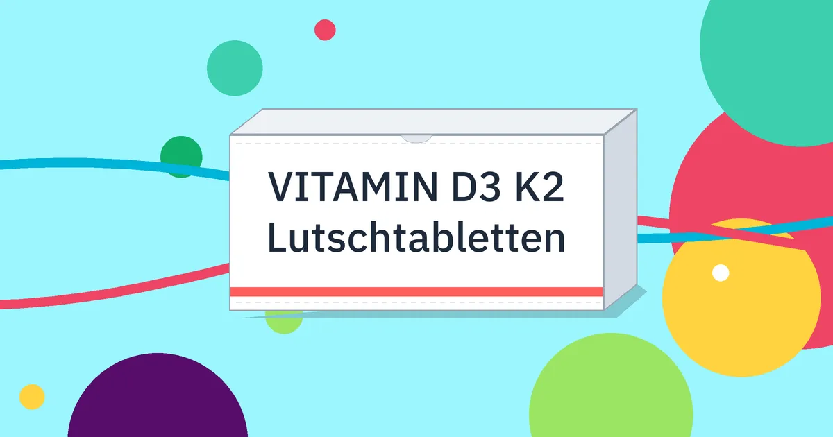 Symbolbild: Packung mit der Aufschrift VITAMIN D3 K2 Lutschtabletten (PZN 11592713) – Verfügbarkeit und Bezug in Apotheken in Frankfurt am Main