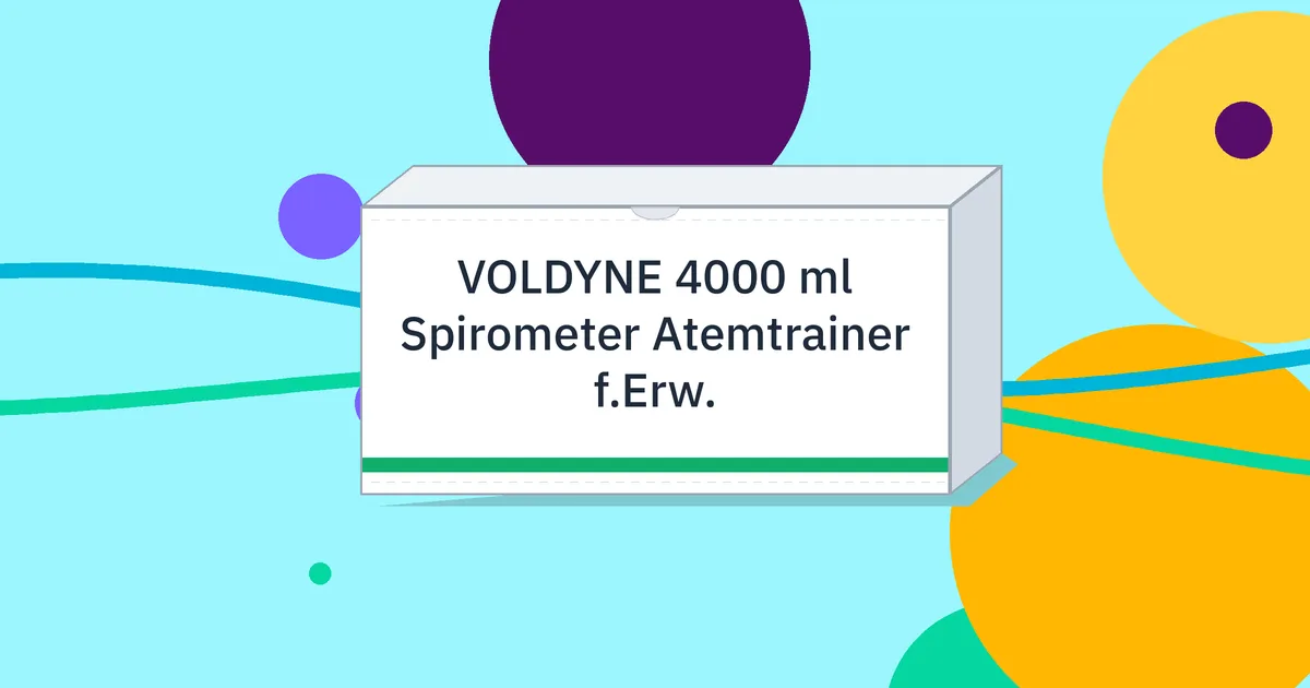 Symbolbild: Packung mit der Aufschrift VOLDYNE 4000 ml Spirometer Atemtrainer f.Erw. (PZN 20205715) – Verfügbarkeit und Bezug in Apotheken in Frankfurt am Main