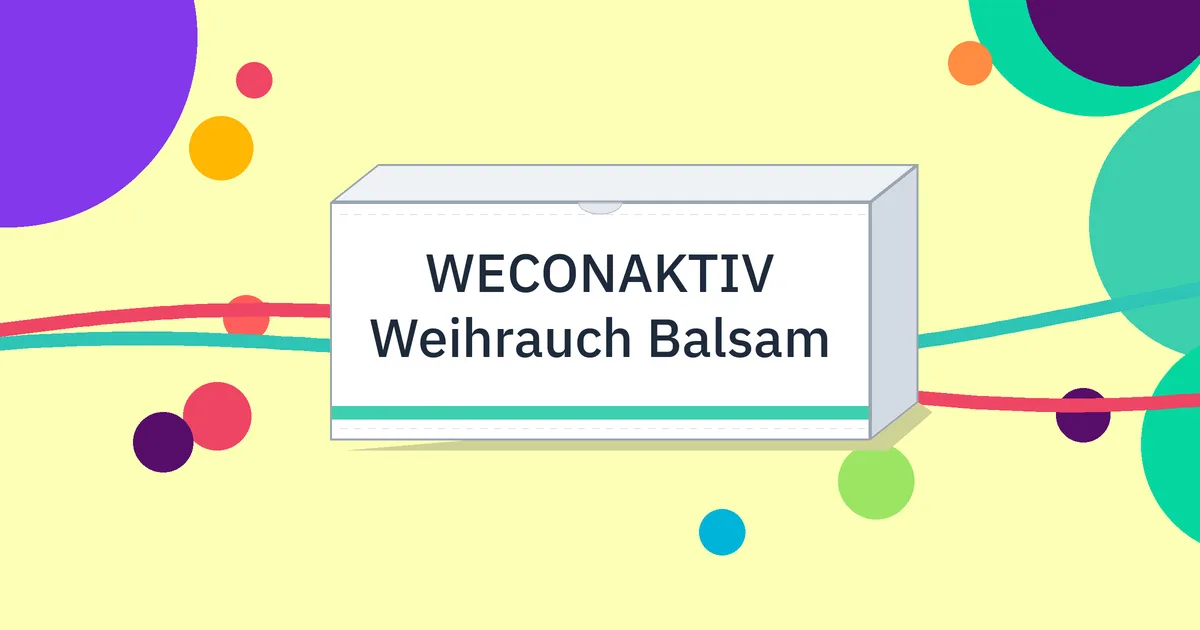 Symbolbild: Packung mit der Aufschrift WECONAKTIV Weihrauch Balsam (PZN 10826238) – Verfügbarkeit und Bezug in Apotheken in Frankfurt am Main