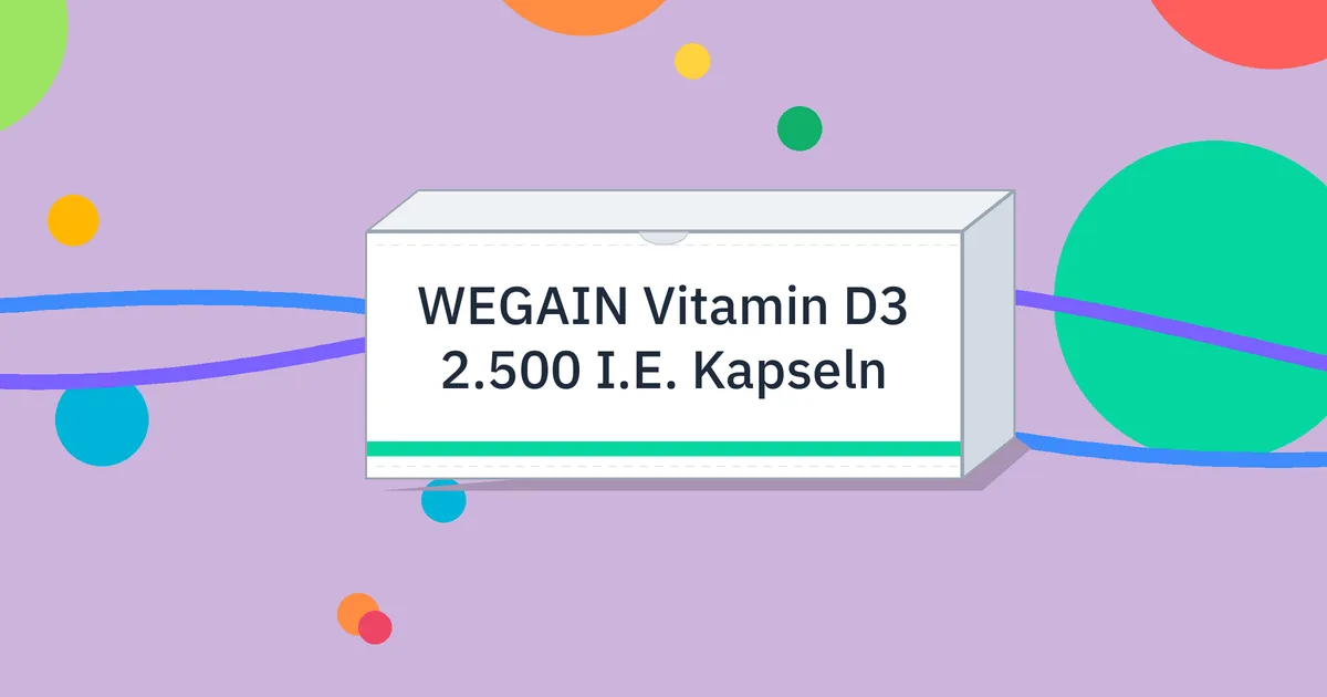 Symbolbild: Packung mit der Aufschrift WEGAIN Vitamin D3 2.500 I.E. Kapseln (PZN 20802291) – Verfügbarkeit und Bezug in Apotheken in Frankfurt am Main