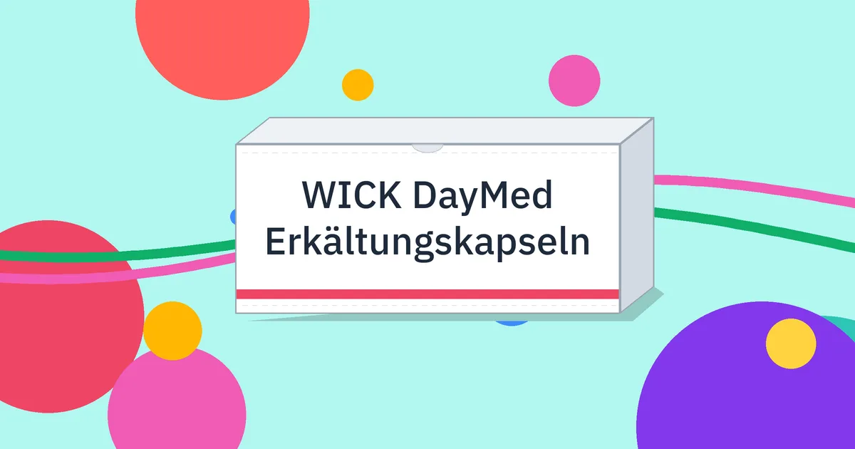 Symbolbild: Packung mit der Aufschrift WICK DayMed Erkältungskapseln (PZN 06349301) – Verfügbarkeit und Bezug in Apotheken in Frankfurt am Main