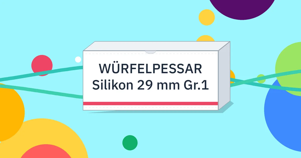 Symbolbild: Packung mit der Aufschrift WÜRFELPESSAR Silikon 29 mm Gr.1 (PZN 03461641) – Verfügbarkeit und Bezug in Apotheken in Frankfurt am Main