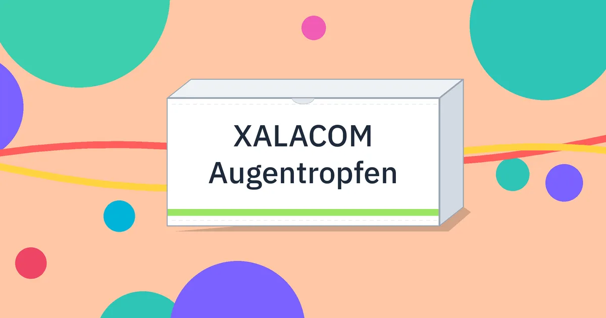 Symbolbild: Packung mit der Aufschrift XALACOM Augentropfen (PZN 02725351) – Verfügbarkeit und Bezug in Apotheken in Frankfurt am Main