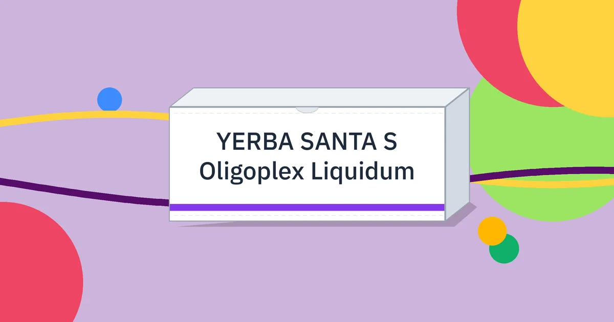 Symbolbild: Packung mit der Aufschrift YERBA SANTA S Oligoplex Liquidum (PZN 00885688) – Verfügbarkeit und Bezug in Apotheken in Frankfurt am Main