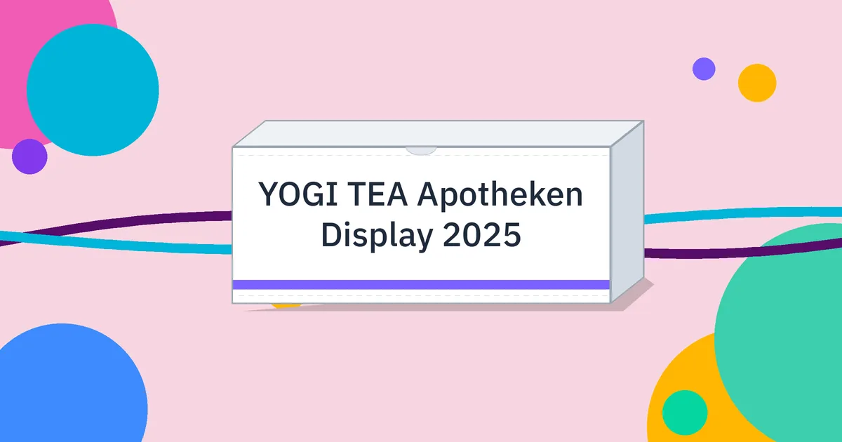 Symbolbild: Packung mit der Aufschrift YOGI TEA Apotheken Display 2025 (PZN 18470203) – Verfügbarkeit und Bezug in Apotheken in Frankfurt am Main