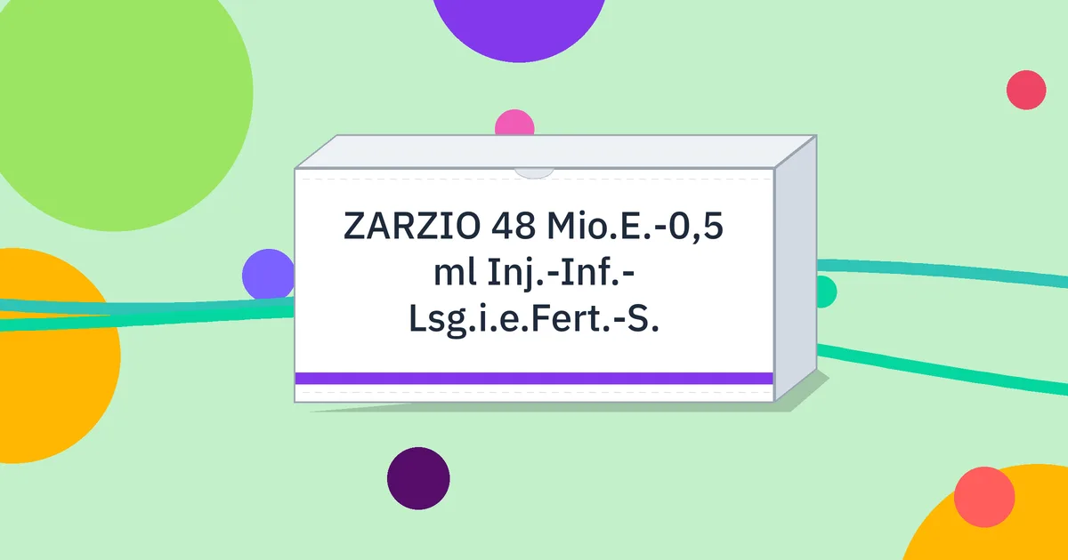 Symbolbild: Packung mit der Aufschrift ZARZIO 48 Mio.E.-0,5 ml Inj.-Inf.-Lsg.i.e.Fert.-S. (PZN 18107253) – Verfügbarkeit und Bezug in Apotheken in Frankfurt am Main