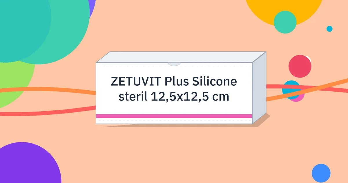 Symbolbild: Packung mit der Aufschrift ZETUVIT Plus Silicone steril 12,5x12,5 cm (PZN 20016368) – Verfügbarkeit und Bezug in Apotheken in Frankfurt am Main