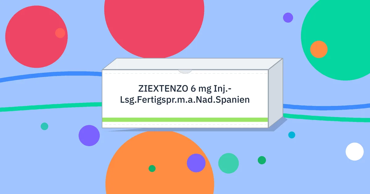 Symbolbild: Packung mit der Aufschrift ZIEXTENZO 6 mg Inj.-Lsg.Fertigspr.m.a.Nad.Spanien (PZN 20687252) – Verfügbarkeit und Bezug in Apotheken in Frankfurt am Main